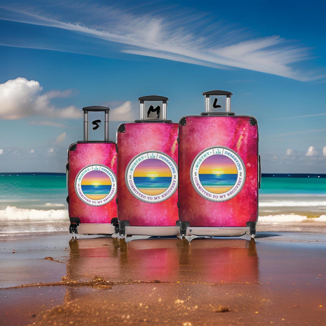 Recovery Themed Suitcase, Rolling Luggage Set, Rolling Hardshell ...