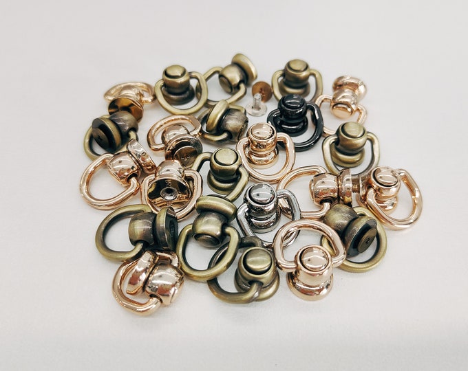 10pcs Bag Chain Strap Connector, Brass Chicago Screw With D Ring for ...