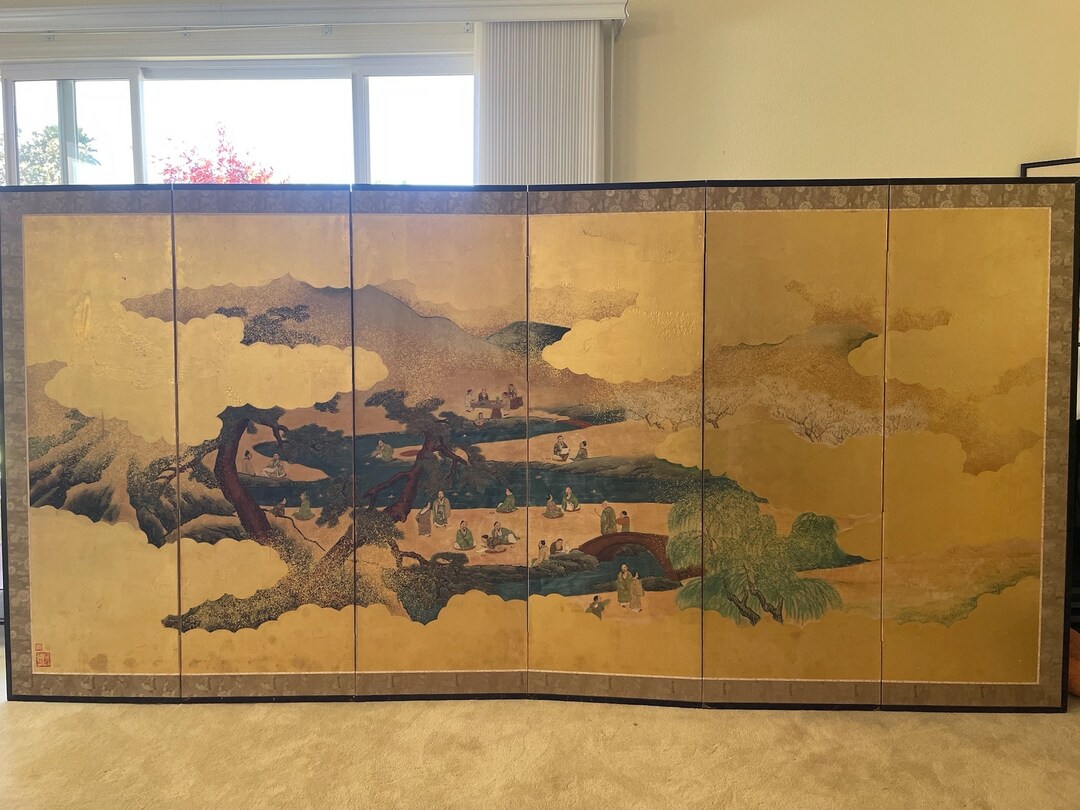 Beautiful Edo Period 6 Panel Japanese Byobu Screen - Etsy