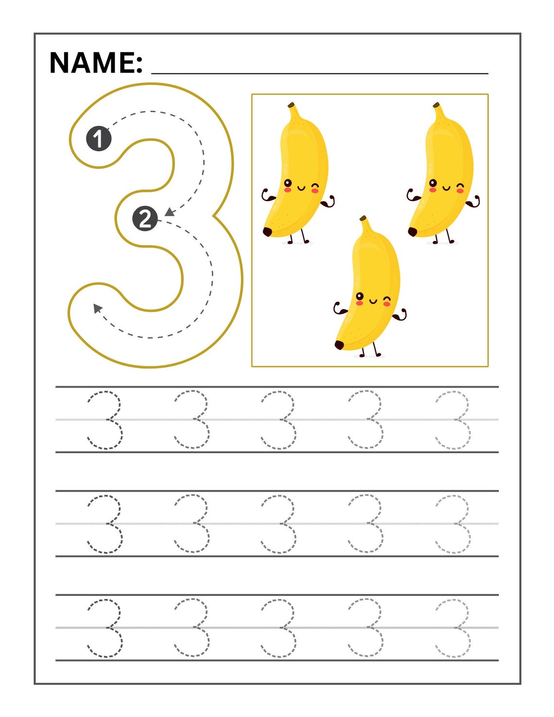 0-9 Preschool Printable Number Tracing Worksheet Handwriting Activity ...