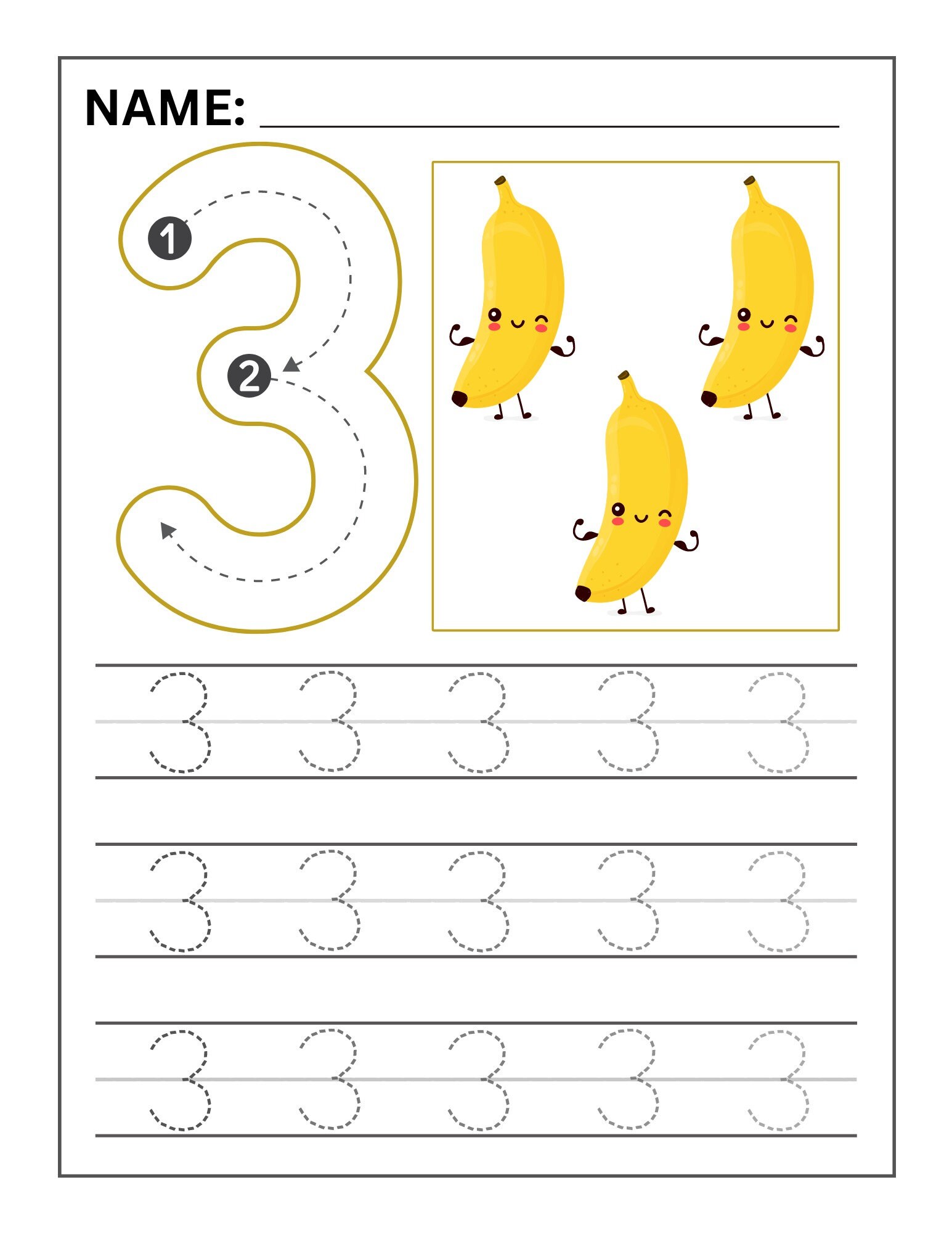 0-9 Preschool Printable Number Tracing Worksheet , Handwriting Activity ...