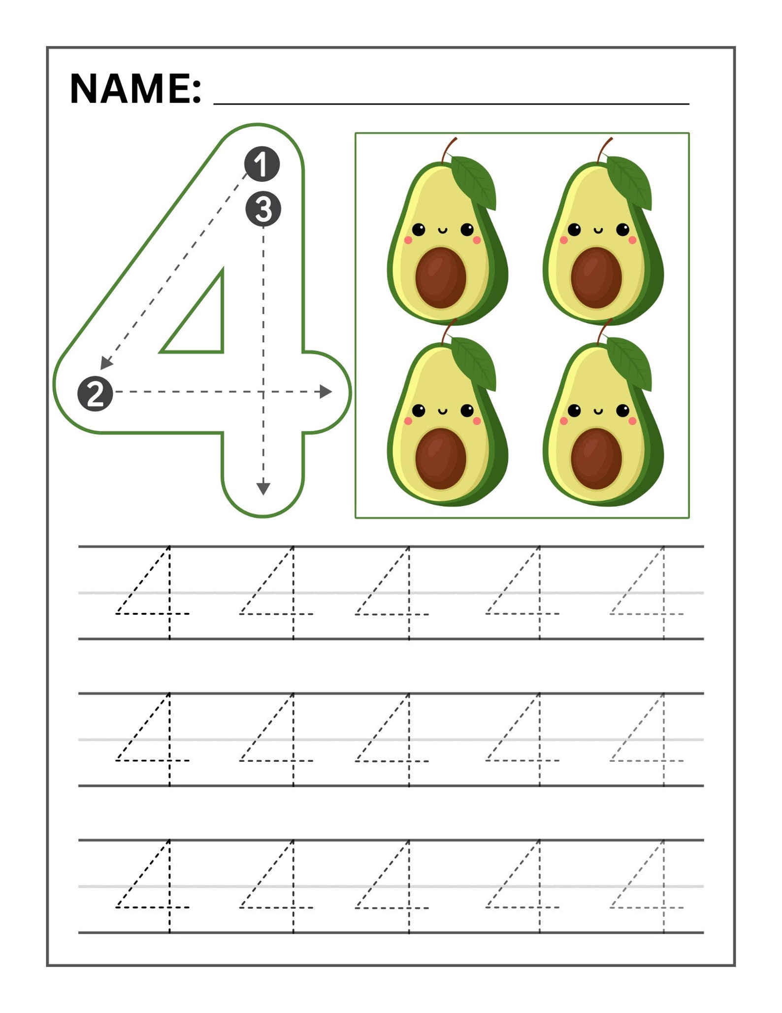 Preschool Number Tracing Worksheet, Handwriting Practice (PDF Pattern ...