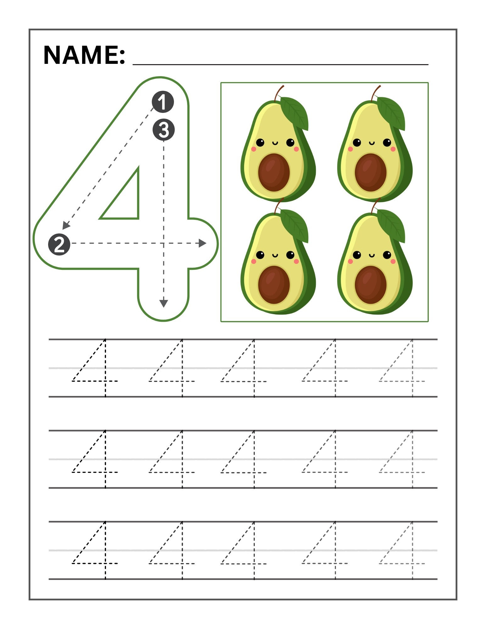Preschool Number Tracing Worksheet, Handwriting Practice (PDF Pattern ...