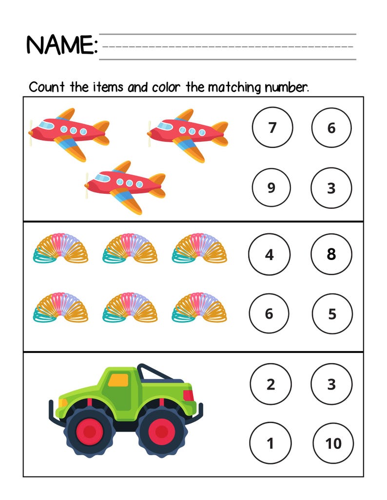 1-10 Numbers Worksheet for Preschool | 1-10 Counting Activity for ...