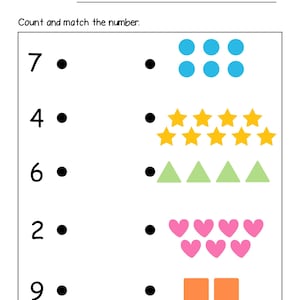 1-10 Number Worksheets for Preschool & Kindergarten, Counting Activity ...