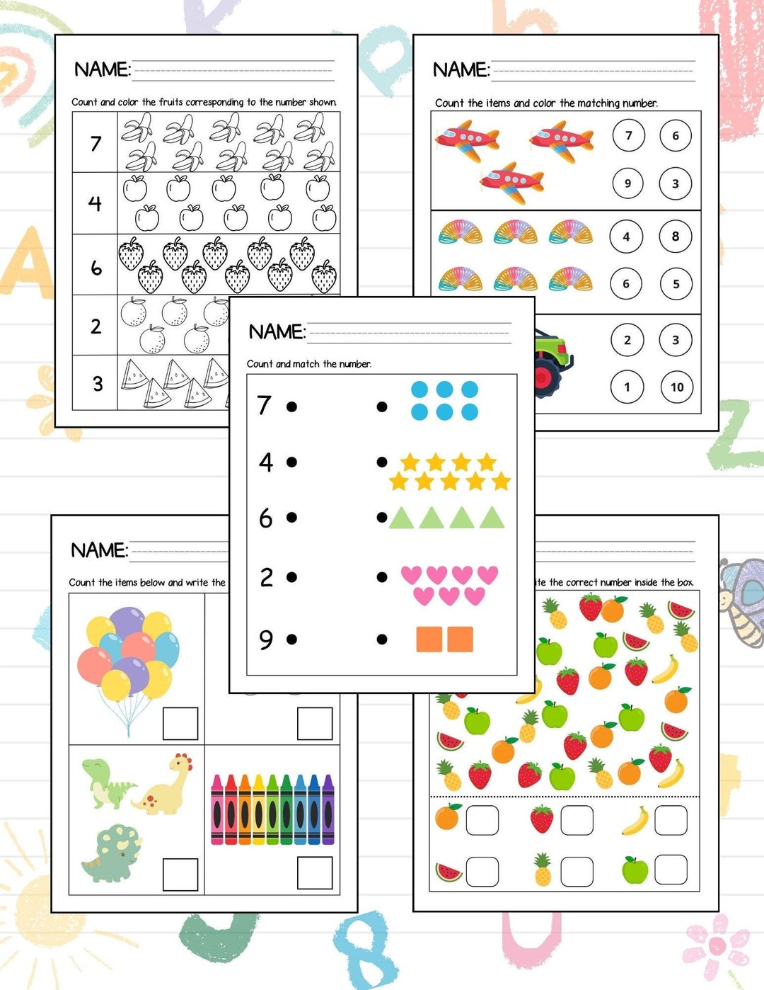1-10 Numbers Worksheet for Preschool | 1-10 Counting Activity for ...