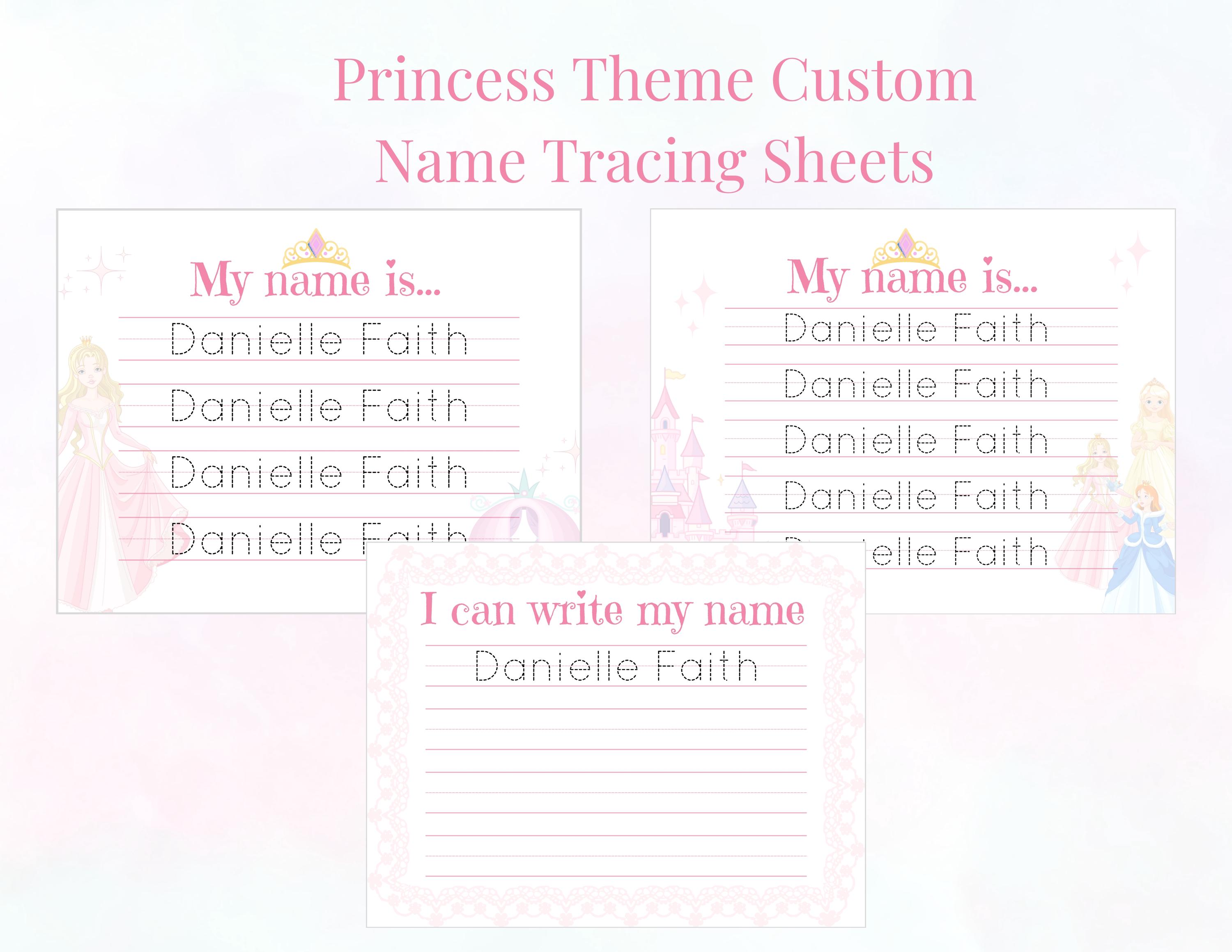 Princess Custom Name Tracing Worksheet, Preschool Handwriting ...