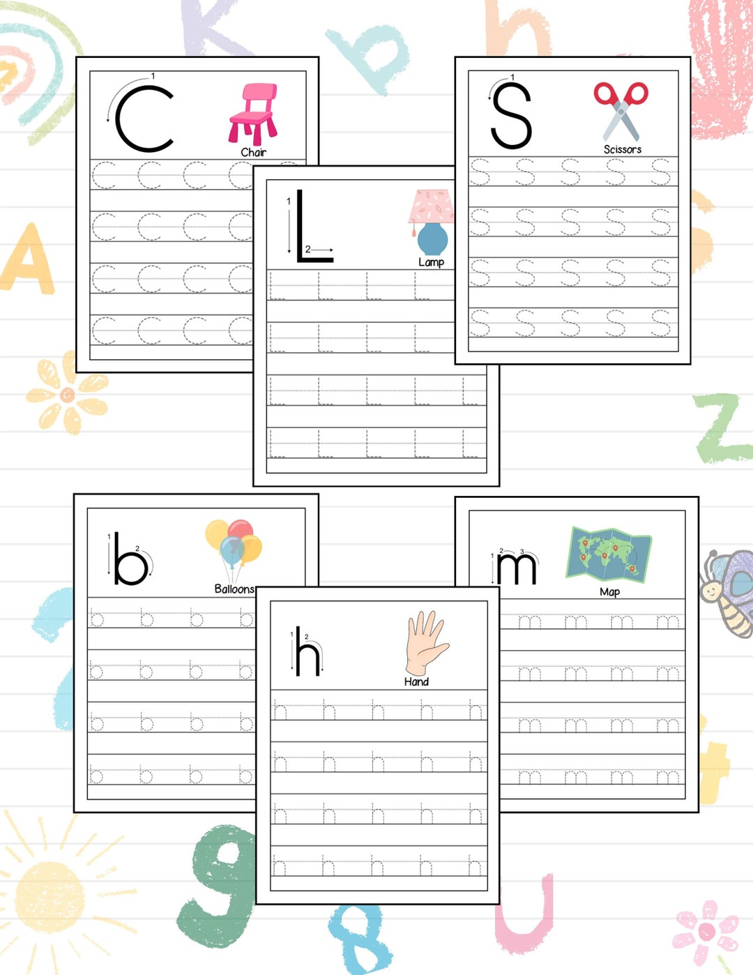 26 Printable Alphabet Tracing Worksheet for Preschool Upper Case and ...