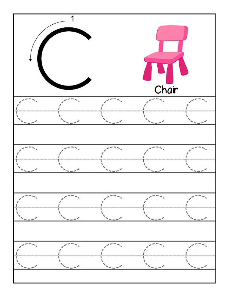 26 Printable Alphabet Tracing Worksheet for Preschool Upper Case and ...