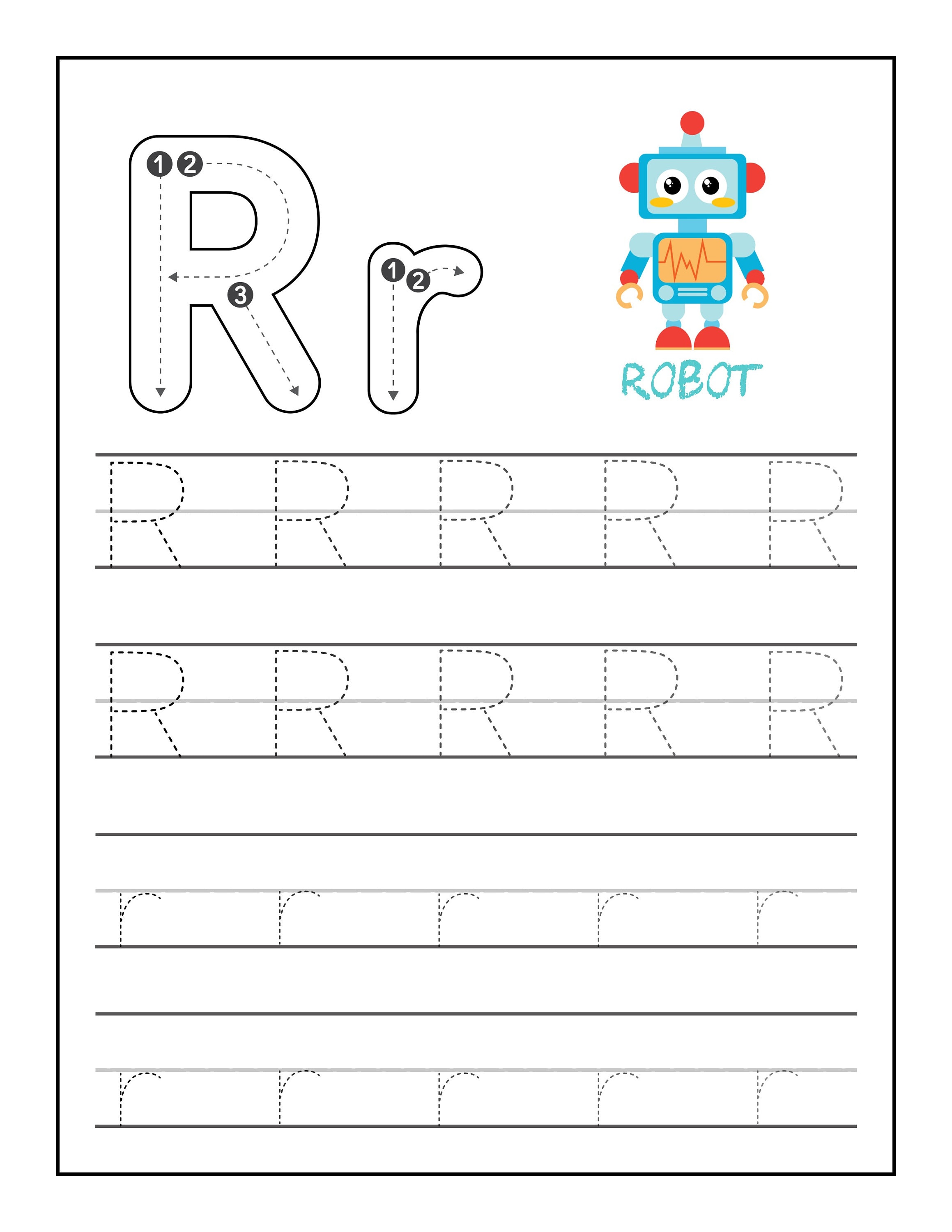 26 Printable Alphabet Upper Case and Lower Case Tracing Preschool ...
