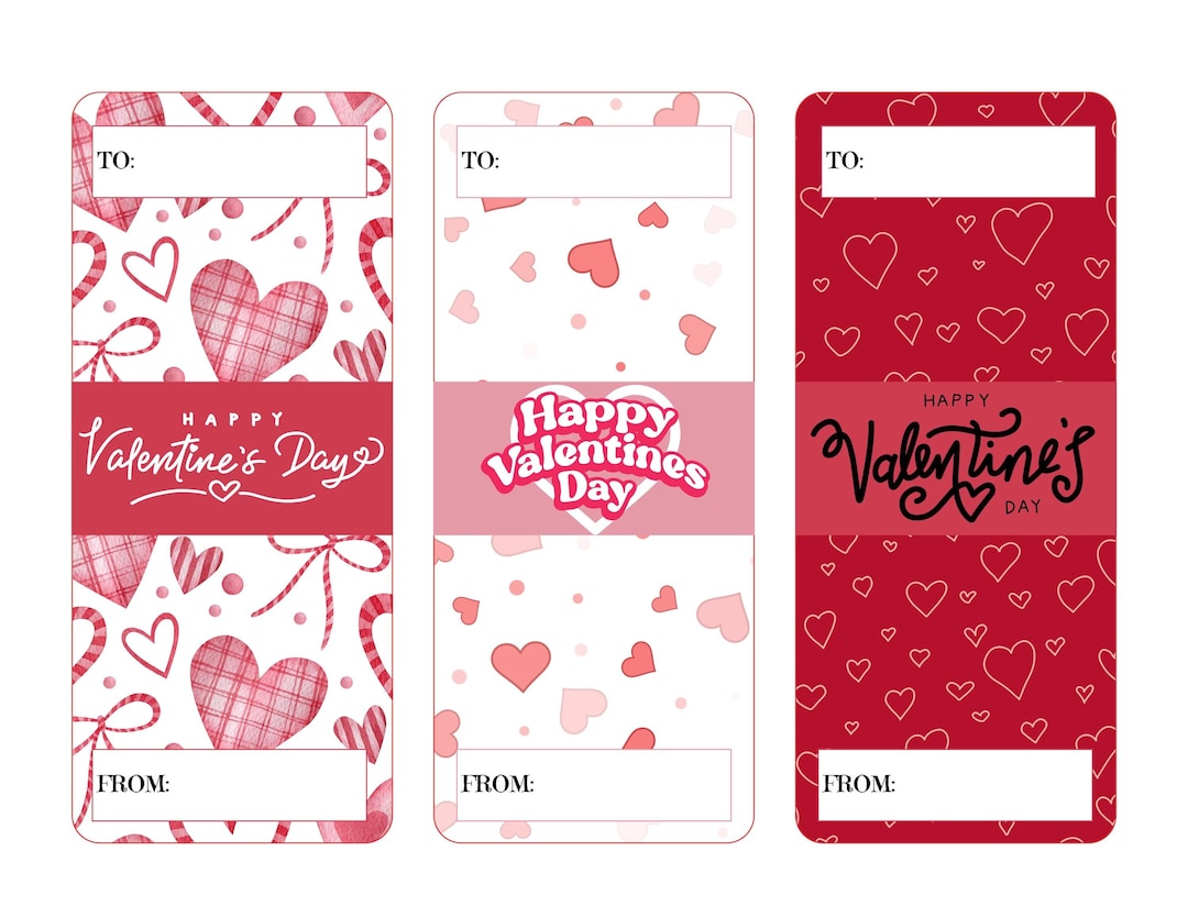 Printable Valentine Chocolate Holder | Hearts Gift Favor (digital ...