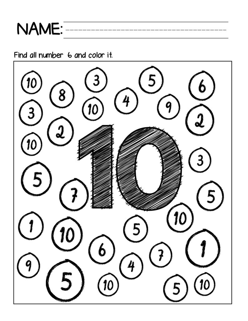 1-10 Numbers Worksheet for Preschool | 1-10 Counting Activity for ...