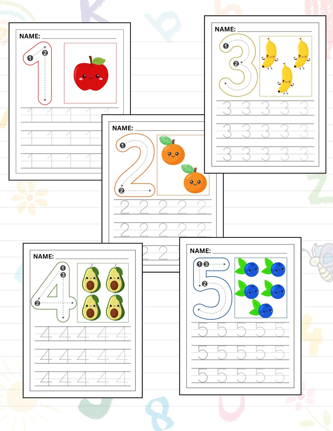 0-9 Preschool Printable Number Tracing Worksheet Handwriting Activity ...