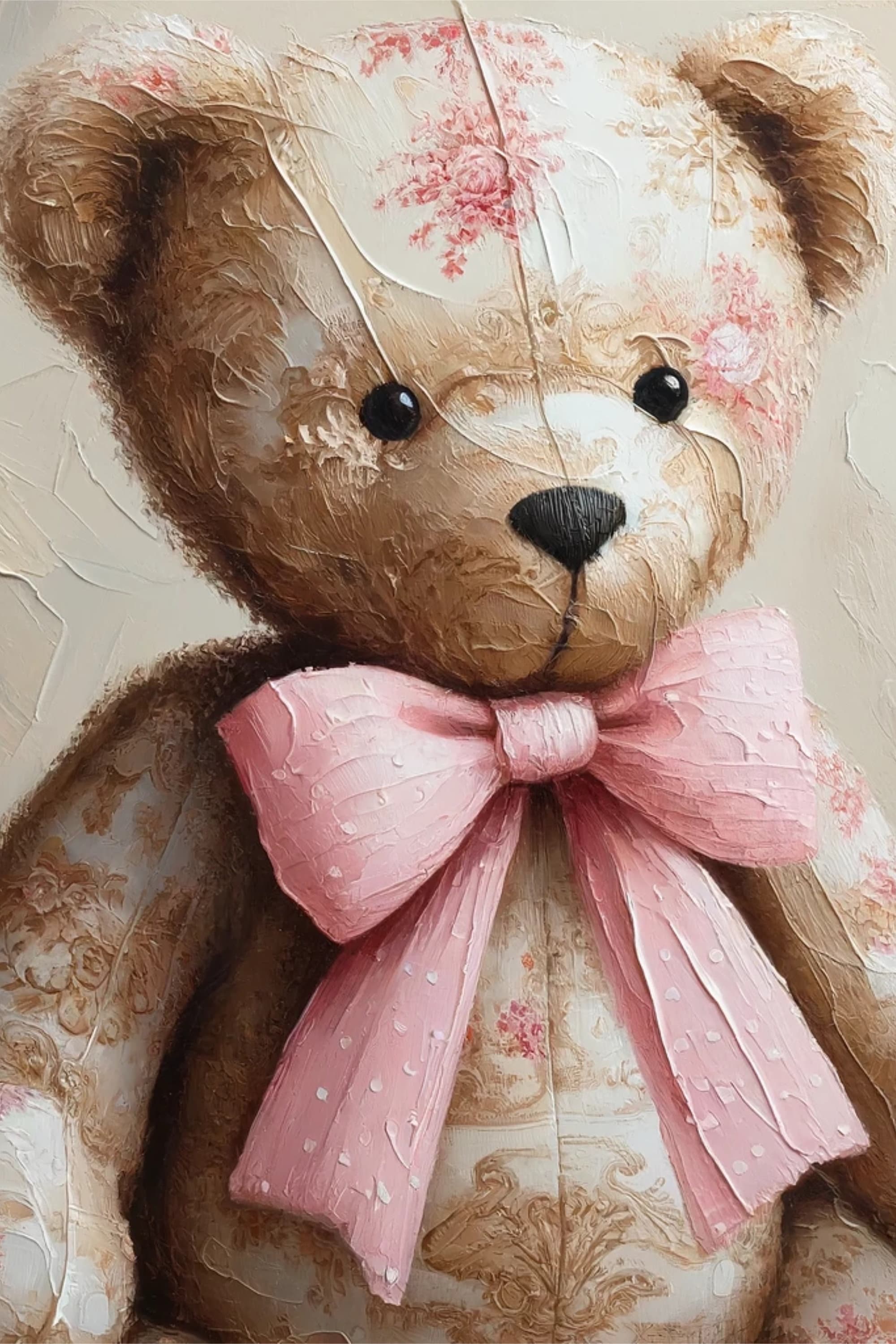 Pink Toile Teddy Digital Art Download - Etsy