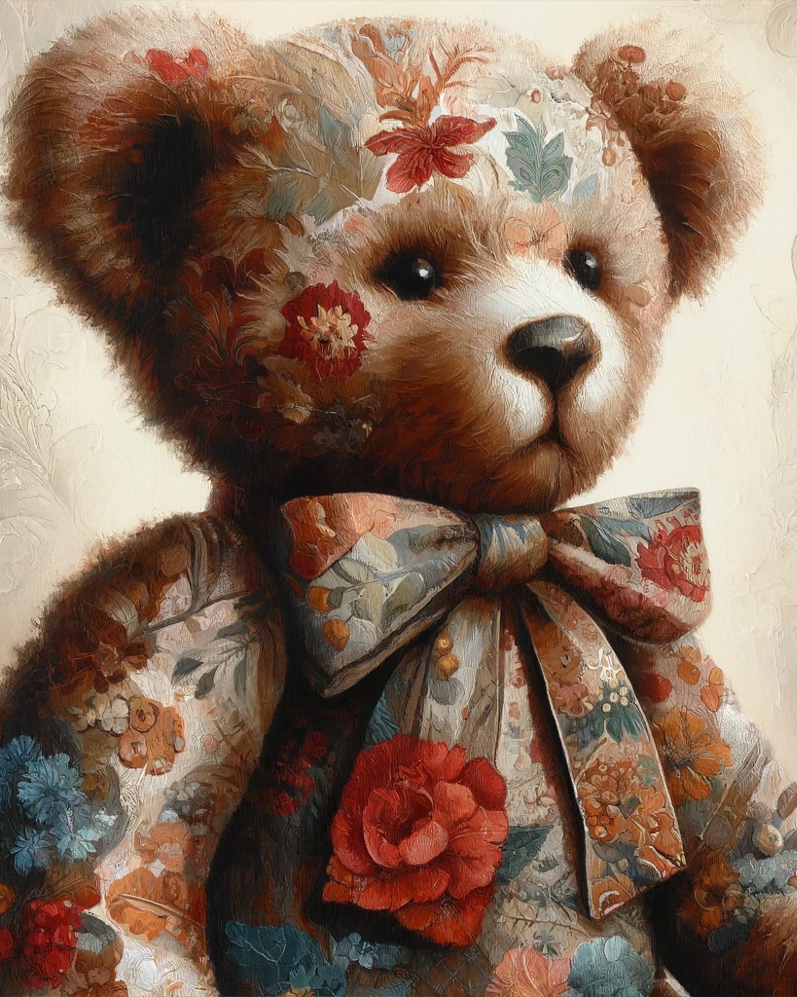 Vintage Colored Toile Teddy Digital Art Download - Etsy