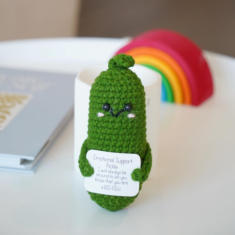 Emotional Support Crochet Pickle | Handmade Positive Vibes Gift | Gift ...