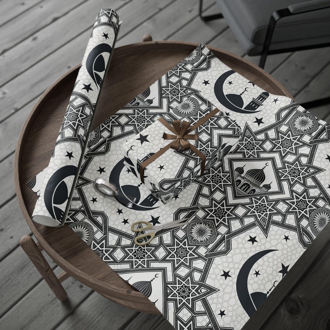 Ramadan Wrap Paper - Islamic Gift Wrap With Nights Mosque, Moon and ...