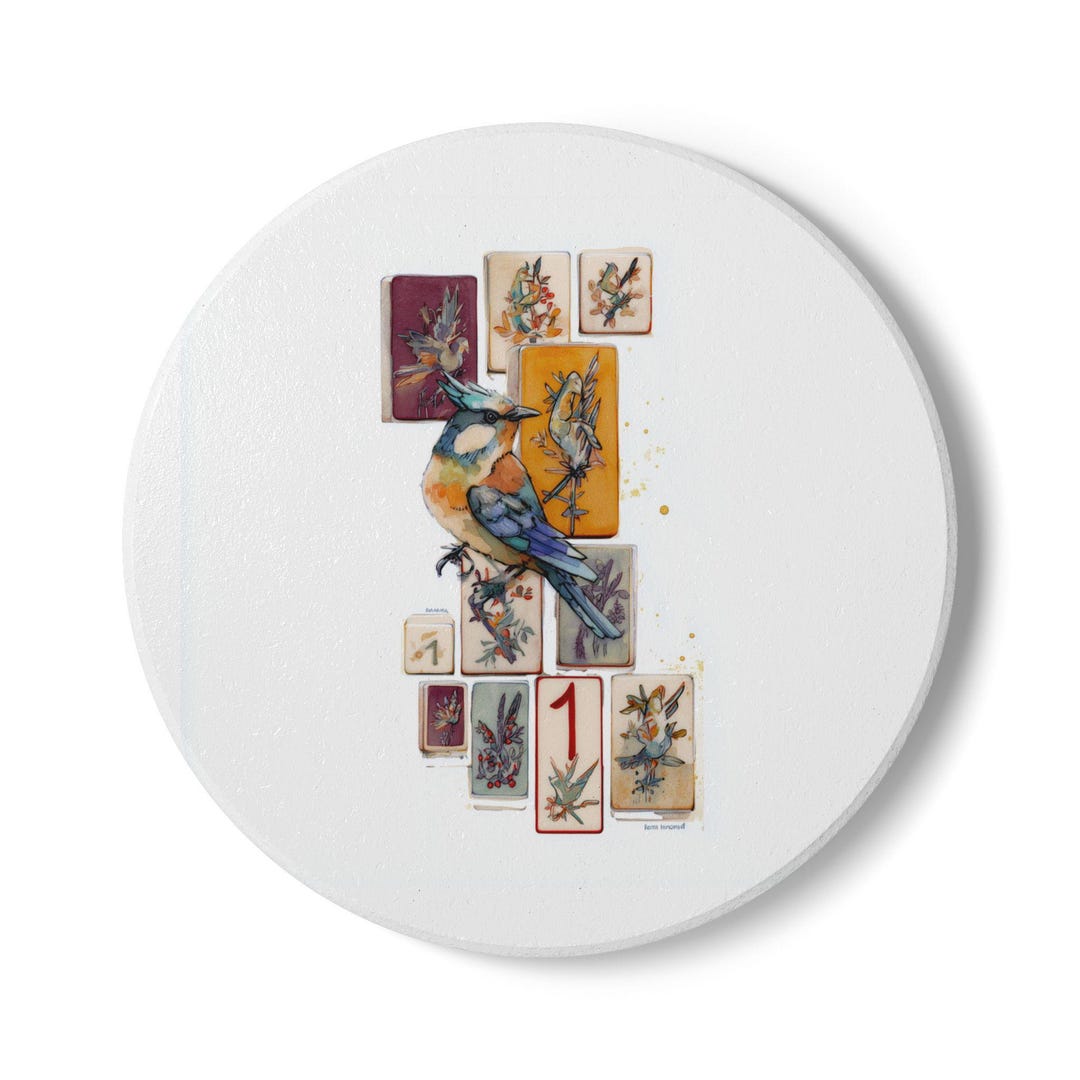 One Bam Bird Mahjong Ceramic Coaster Collector's Edition - Gift for ...