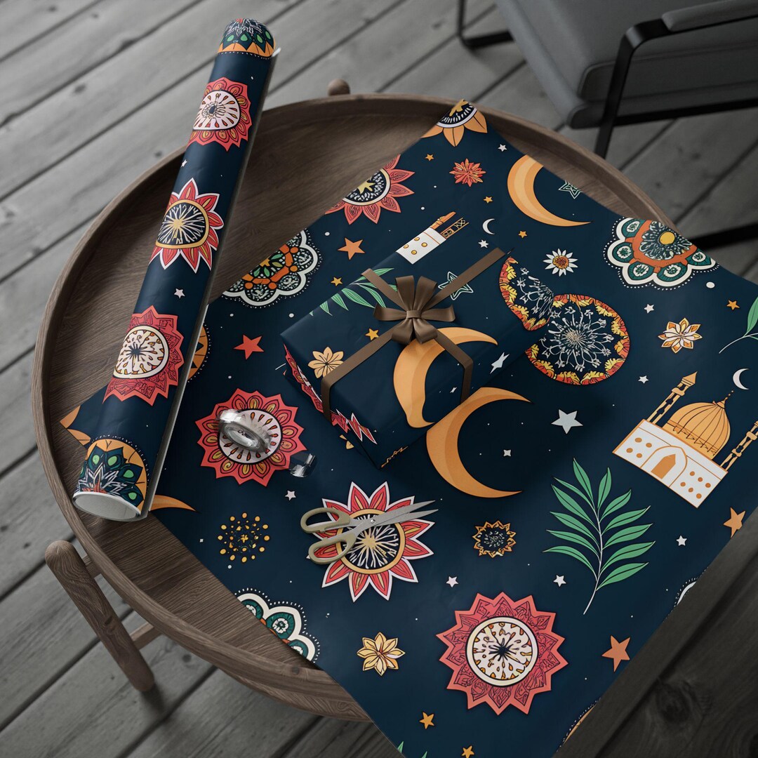 Ramadan Wrapping Paper - Islamic Gift Wrap With Nights Mosque, Moon and ...