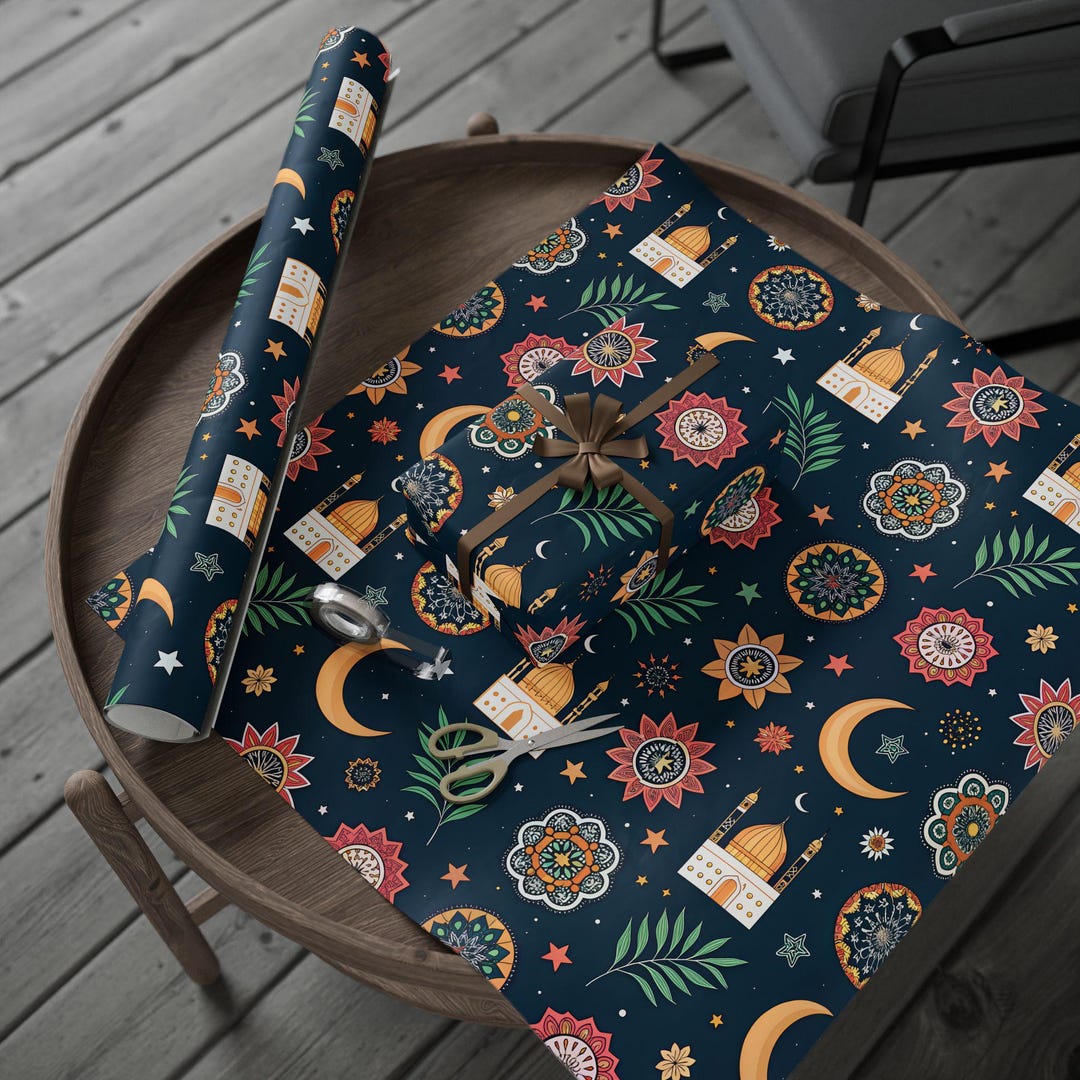 Ramadan Wrap Paper - Islamic Gift Wrap With Nights Mosque, Moon and ...