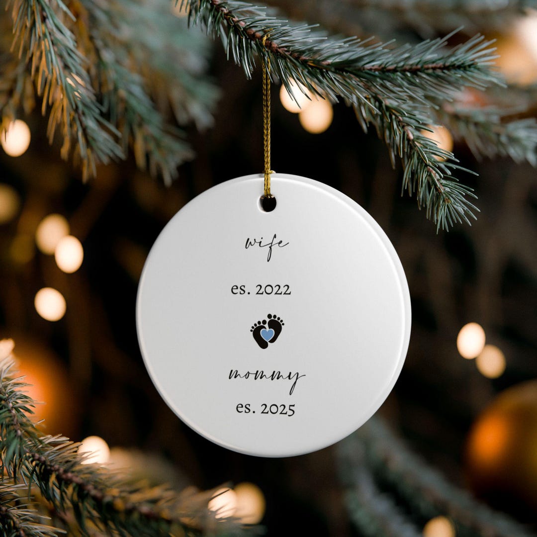 Wife Est. 2022 Mommy Est. 2025 Ceramic Ornament | Baby Feet Keepsake - Etsy