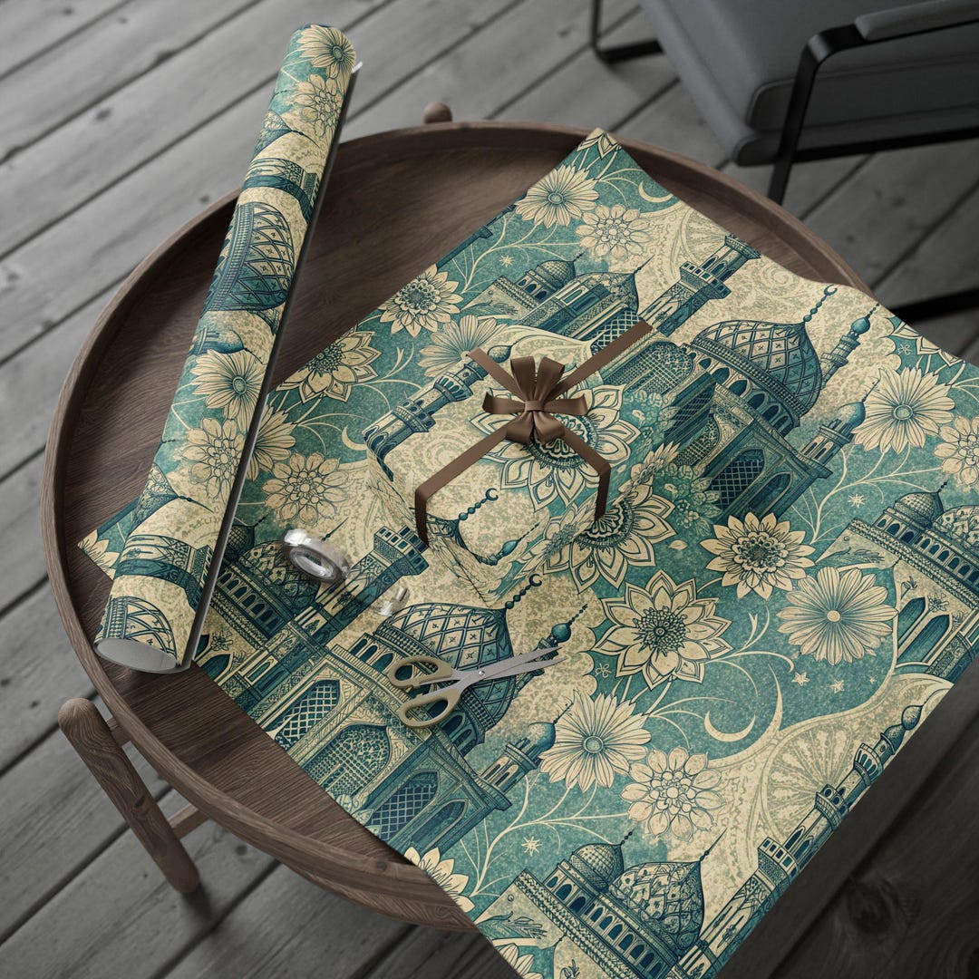 Ramadan Wrap Paper - Islamic Gift Wrap With Mosque, Moon and Stars ...