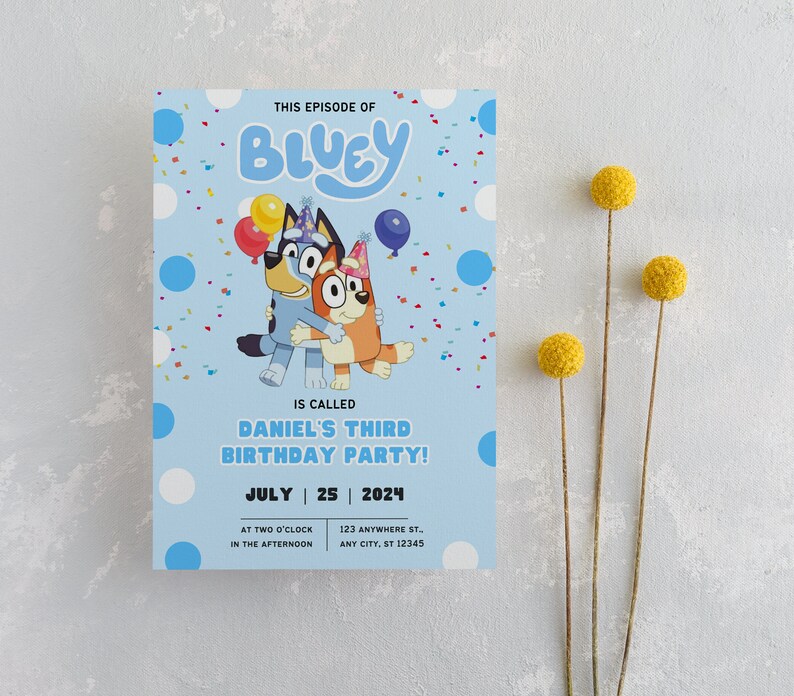 Personalized Bluey Birthday Invitation Template, Editable Party Invite ...