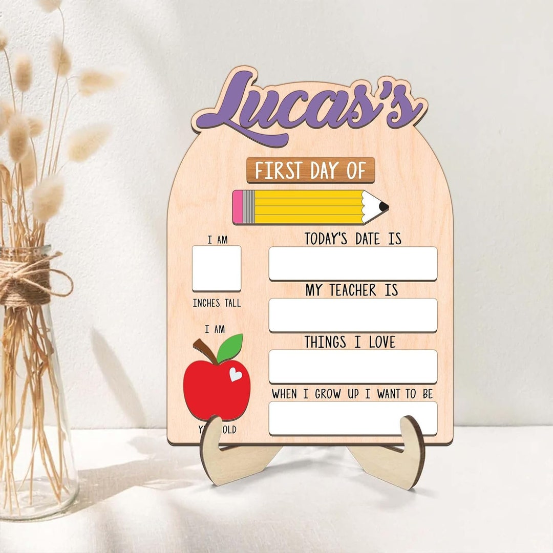 Custom First Day of School Sign, Personalized Name Wooden Sign, Wooden ...