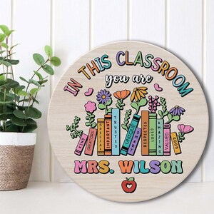 Teacher Day Door Sign, Customized Decor for Classroom, Custom Name ...