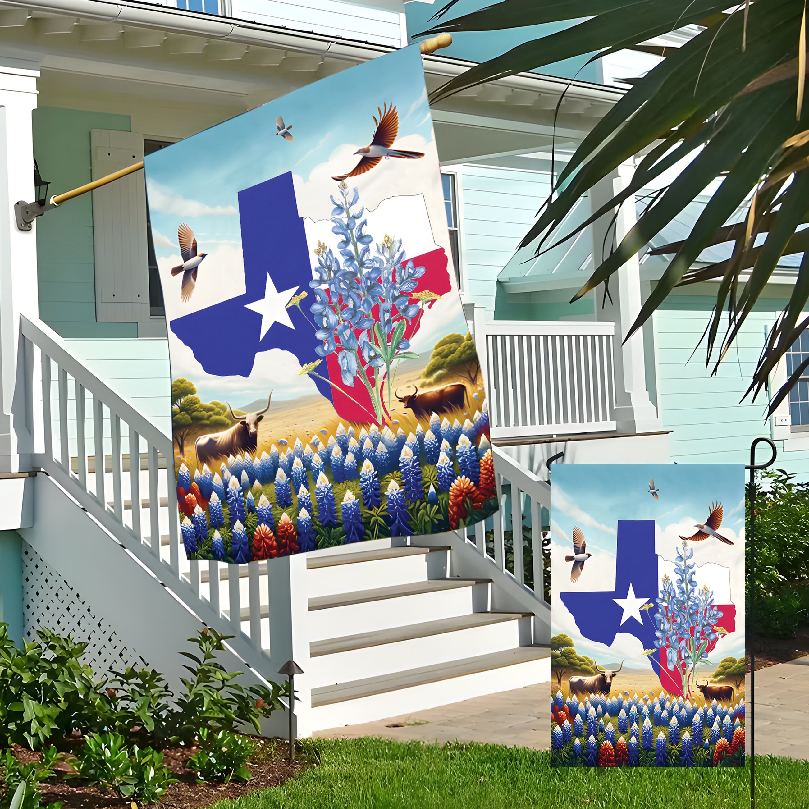 Texas Longhorn and Bluebonnet Flag, Yard Flag, Decorative Flag - Etsy