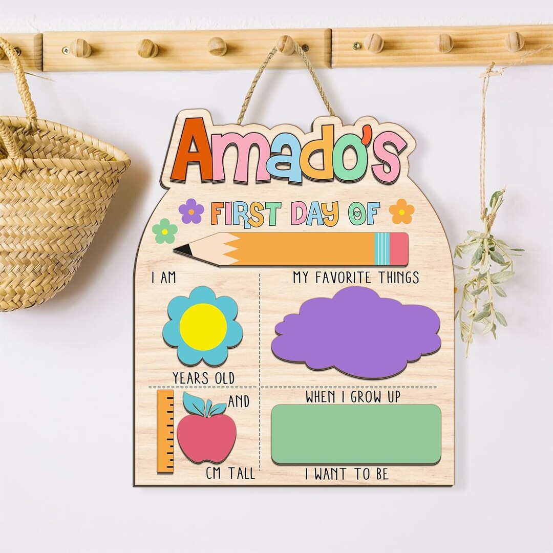 Personalized First Day of School Sign, Custom Reusable Chalkboard Sign ...