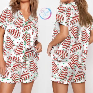 Cakes Pattern Christmas Pajamas Matching, Flannel Christmas Pajamas ...