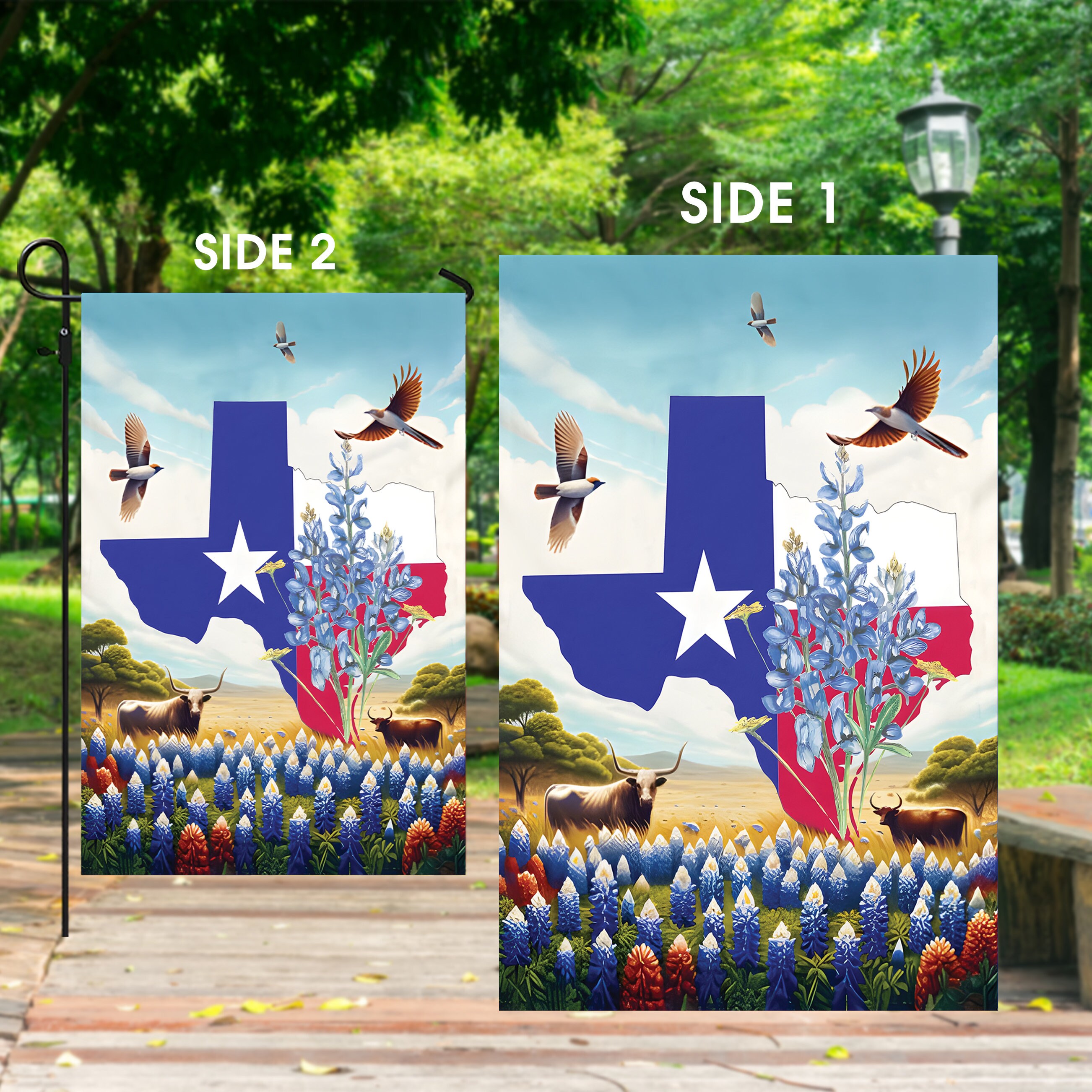 Texas Longhorn and Bluebonnet Flag, Yard Flag, Decorative Flag - Etsy