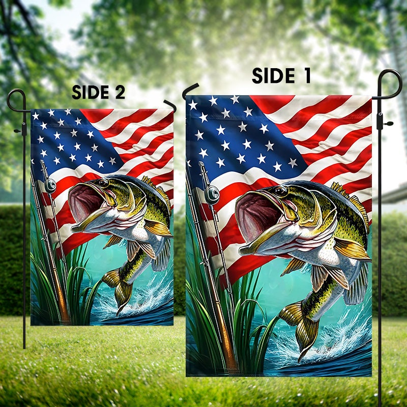 Bass Fishing American Flag, Porch Flag Indoor Outdoor Flag - Etsy