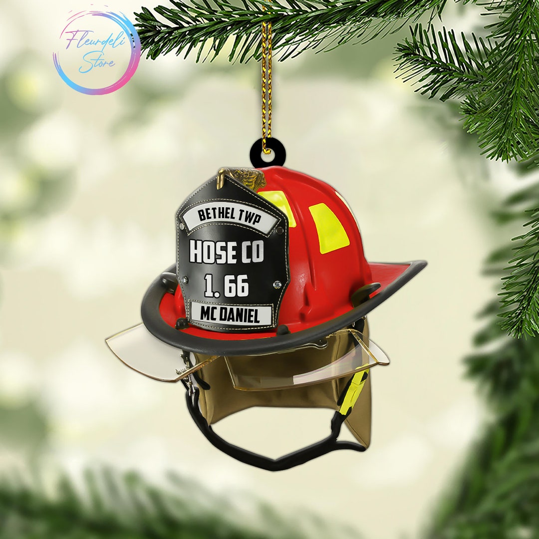 Personalized Fire Truck Christmas 2D Acrylic Flat Ornament - 2024 Two ...