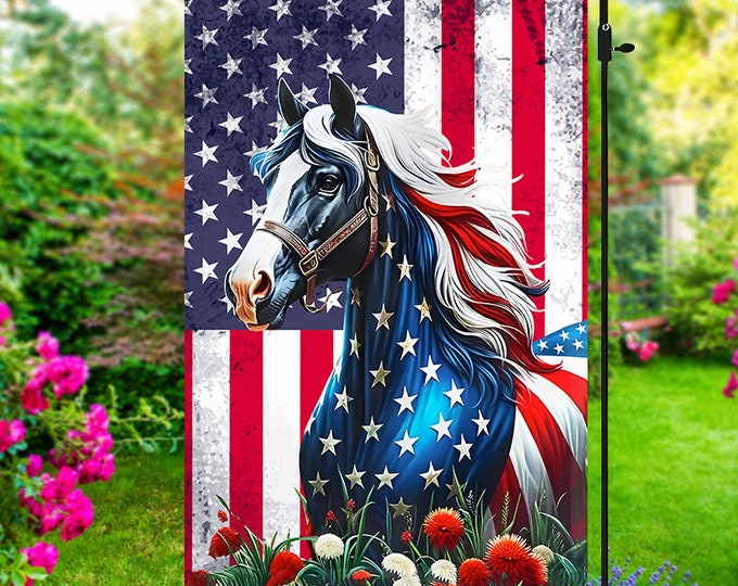 Patriot Horse American Flag Entry Flag Decorative Flag Gift Idea for ...