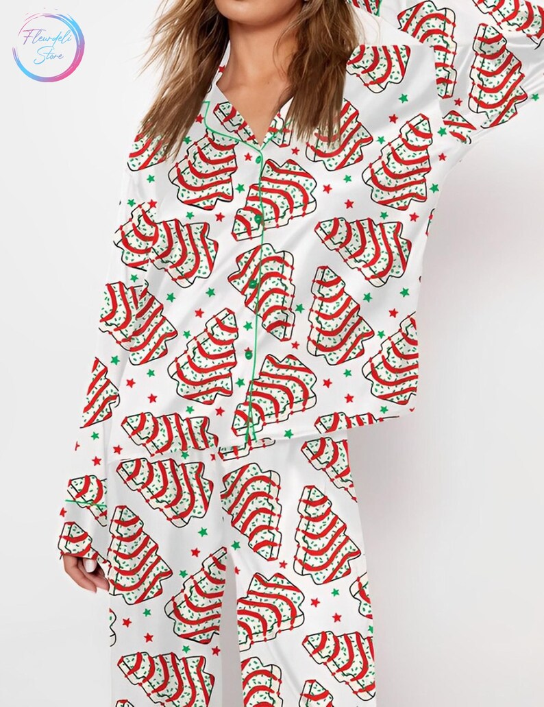 Cakes Pattern Christmas Pajamas Matching, Flannel Christmas Pajamas ...