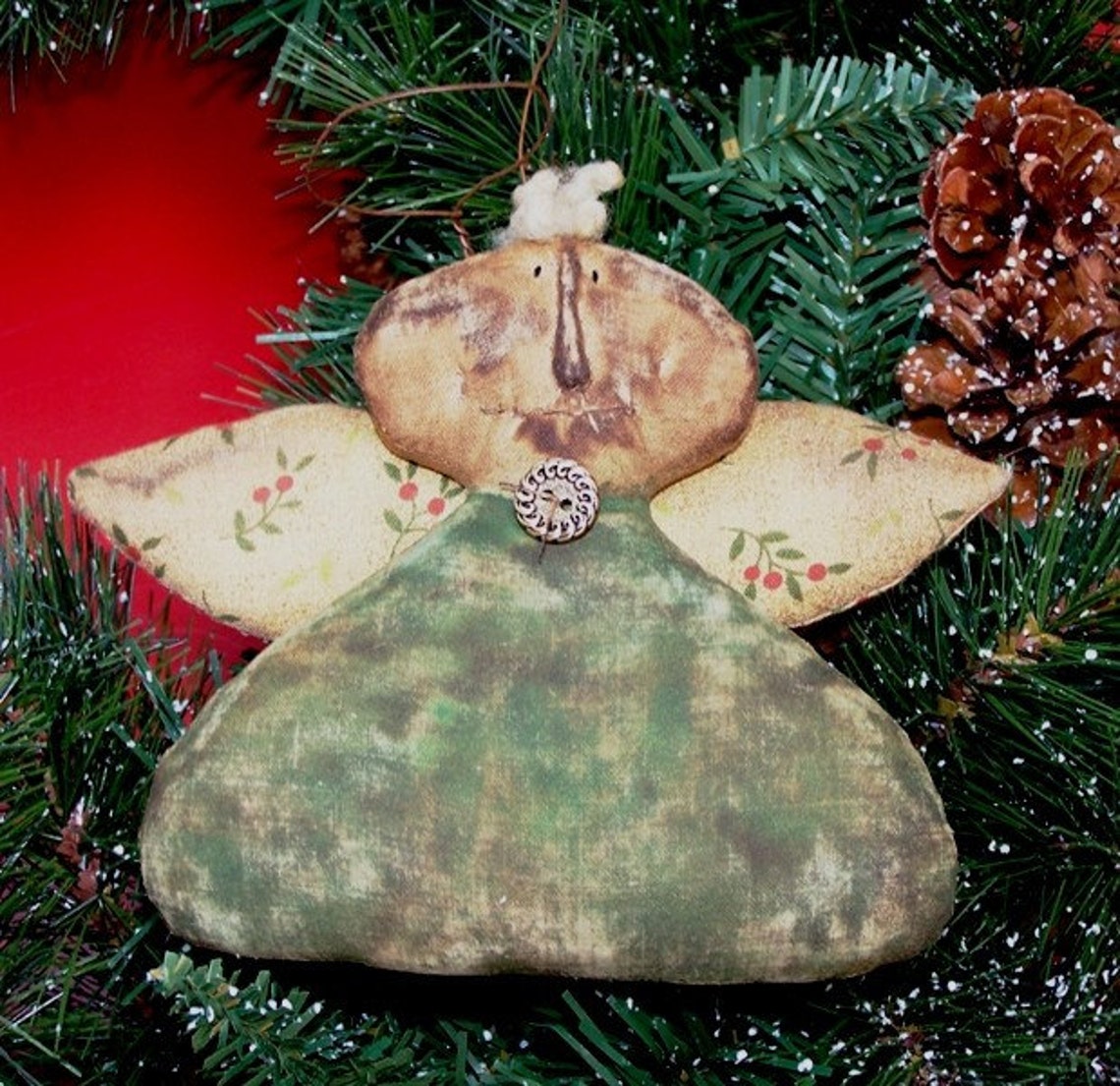 INSTANT Download Dimpled ANGEL ORNIE Primitive Ornament Folk Art Doll ...