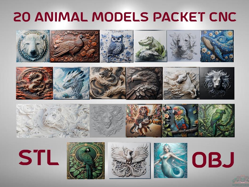Bas Relief Packet 20 Animals Model, Wall Decor, Home Decor, Art Decor ...
