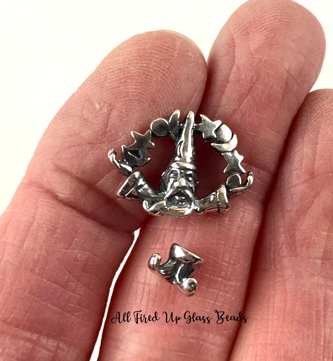 Wizard Bead Cap Charm Sterling Silver - Etsy