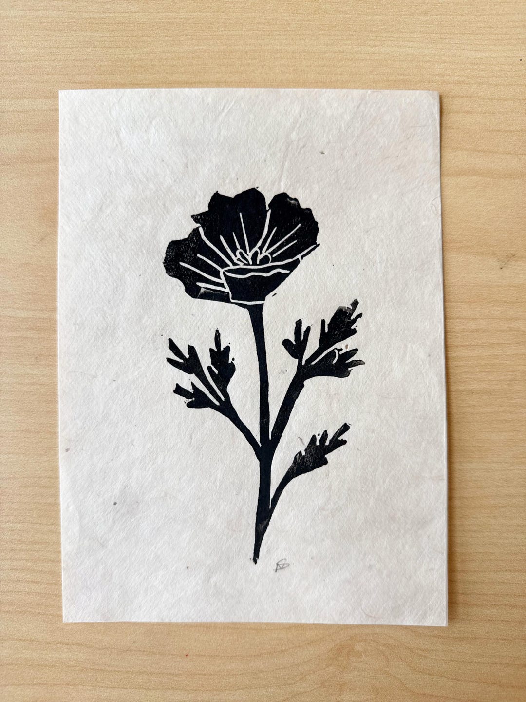 Poppy 5x7 Linocut Print - Etsy