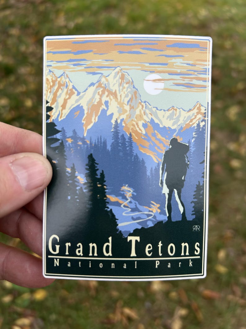 Grand Teton Hiker Sticker - Etsy