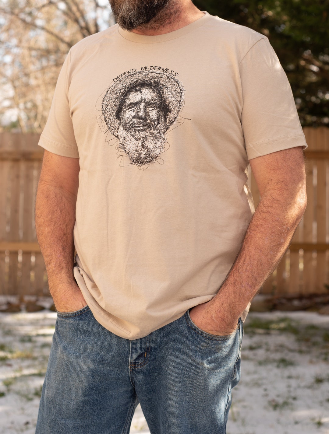 Cactus Ed Abbey Scribble Portrait - Hand Printed T-shirt - Jack Burns ...