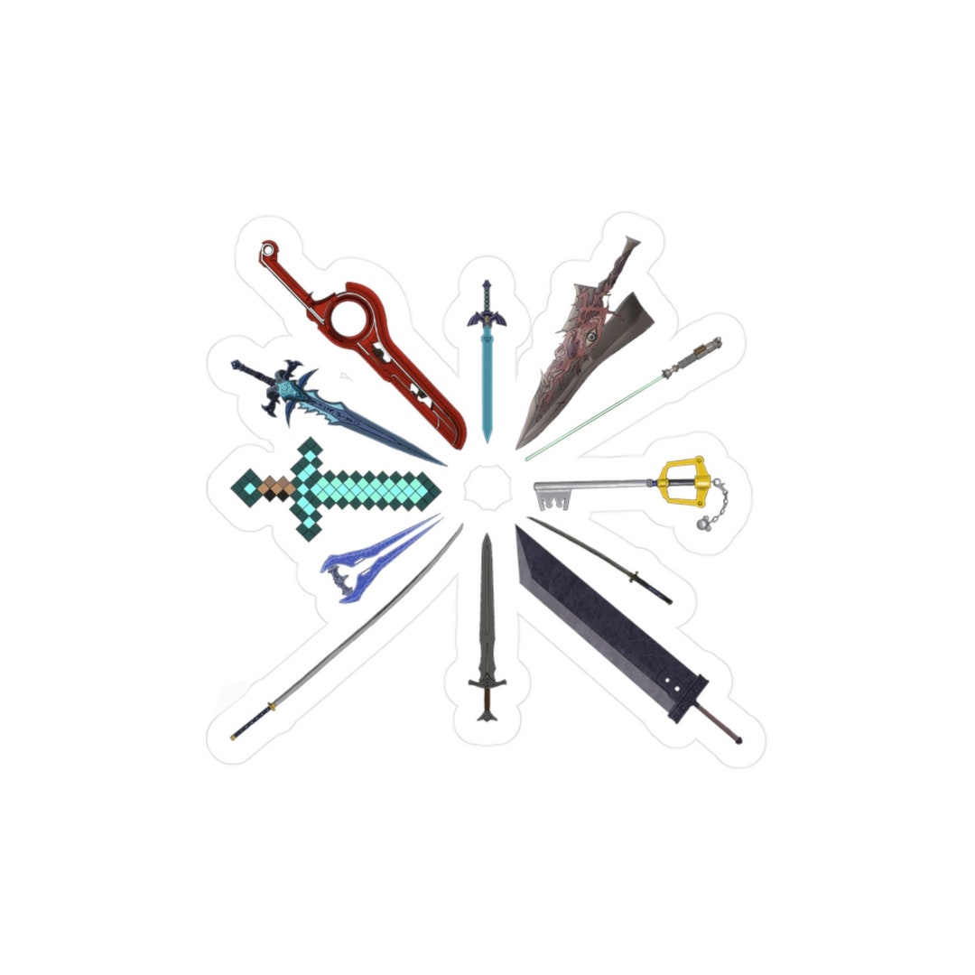 The Legends Circle Sticker, Famous Swords Design, Gamer Decal, Unique ...