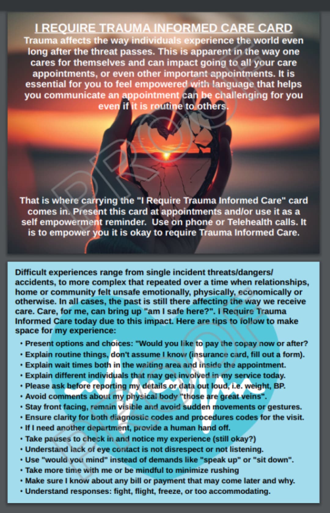 I Require Trauma Informed Care Card - Etsy