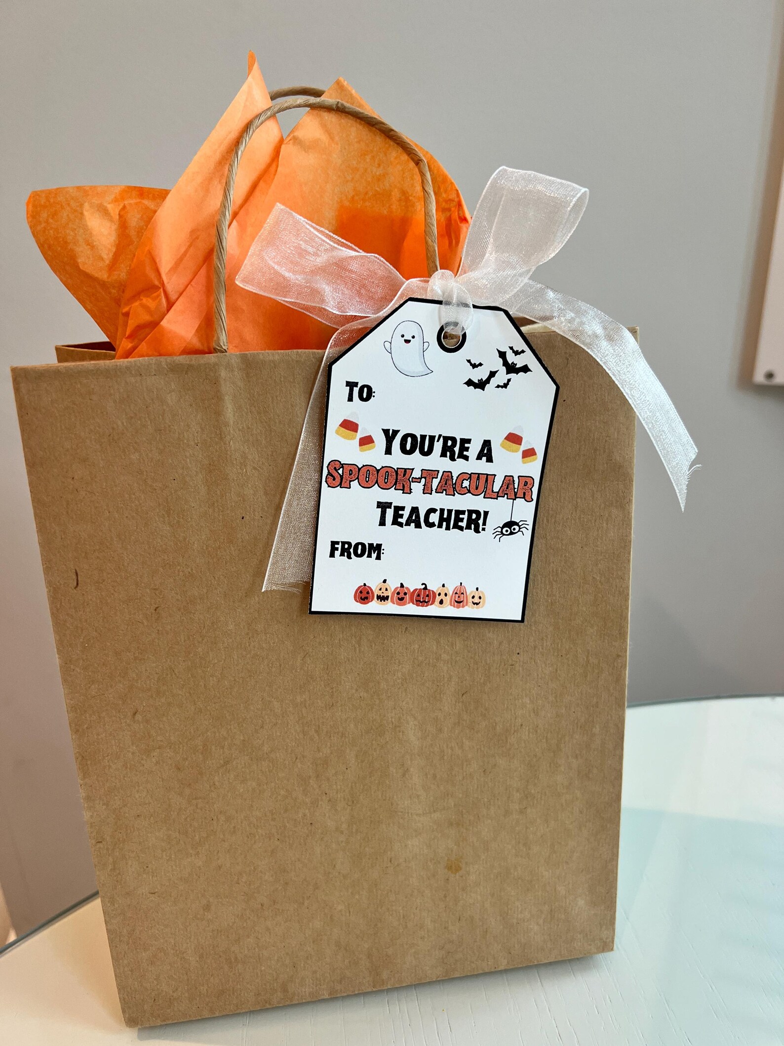 Teacher Halloween Gift Tag, You're a Spook-tacular Teacher, Teacher ...