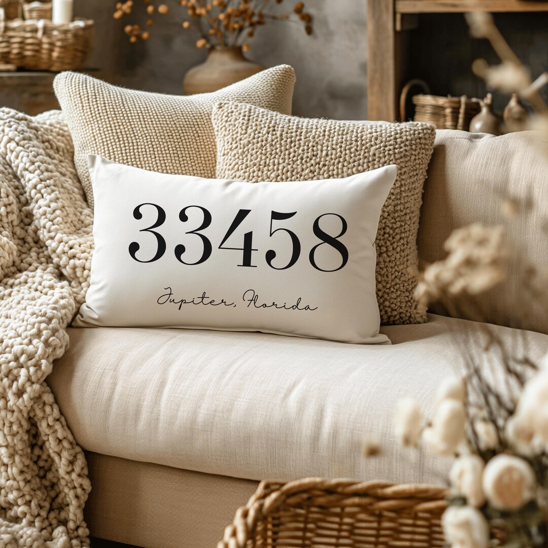 Personalized Zip Code Pillow – Custom Housewarming Gift - Etsy