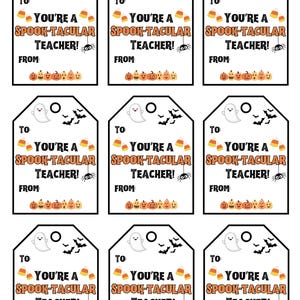 Teacher Halloween Gift Tag, You're a Spook-tacular Teacher, Teacher ...