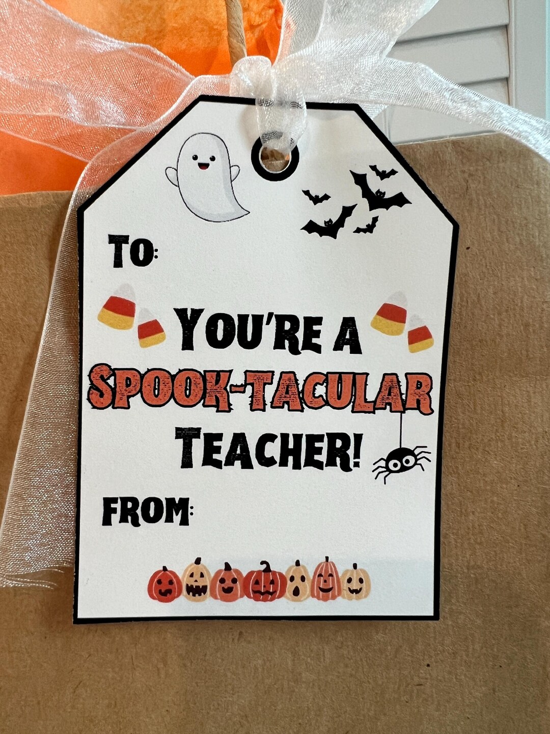 Teacher Halloween Gift Tag, You're a Spook-tacular Teacher, Teacher ...