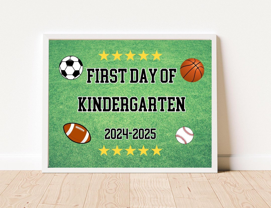 First Day of Kindergarten Sign for Boys, Back to School Sign Sports ...